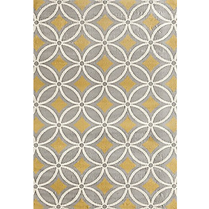 Contemporary Trellis Chain Gray-Yellow 5' X 7' Area Rug