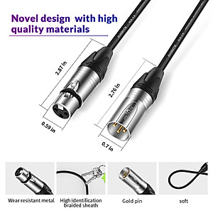 Augioth XLR Cable 100 ft, Microphone Cable, XLR Male to Female Balanced Microphone Cord 3 pin, Mic Cord, XLR Male to Female