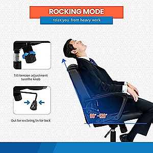 Home Office Chair Ergonomic Office Chair Desk Chair PU Leather Task Chair Executive Rolling Swivel Mid Back Computer Chair with Lumbar Support Armrest Adjustable Chair,Black