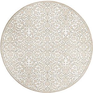 Unique Loom Rushmore Collection Area Rug - TAFT (10' 8" Round, Snow White/Beige)