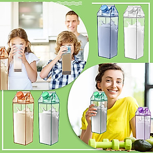 Foaincore 30 Pieces 17oz Milk Carton Water Bottles,clear Plastic Square Water Containers in Bulk, Leak Proof Portable and Reusable, for Outdoor Climbing Camping Fitness Gym Travel Sports, 7 Colors