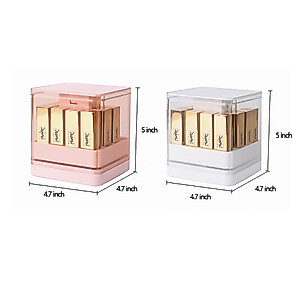 GRACMI Lipstick Holder ，Press-Type Automatic Lift Lip Gloss Holder Organizer, 12 Spaces Clear Makeup Lipgloss Display Case,Dust Free Lipstick Storage Box , Fit Most Lipsticks Lip Gloss(White)