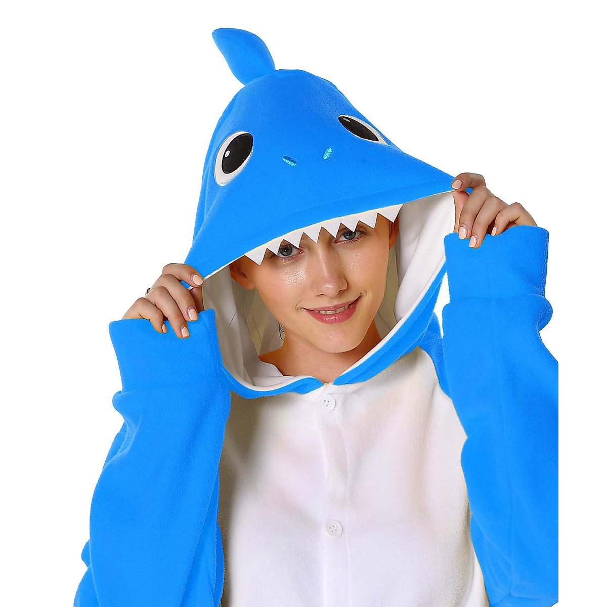 Markest Onesie Unisex Adult Pajamas Animal Blue Shark Cosplay Costume Sleepwear,M