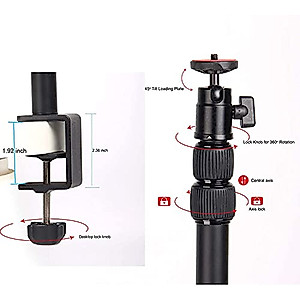 Regetek 18-43 Inch Desk Mounting Stand with 360°Rotatable Ball Head, Tabletop Mount Stand, Aluminum Desktop Light Stand with 1/4 Screw for DSLR Camera, Ring Light, Video, Light Panel,Mini Projector