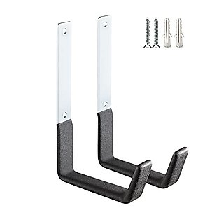 GeeWatom Heavy Duty Steel Utility Hooks, 4 Pack, Wall Mount, 50lbs Weight Capacity, Rust Resistant, Adjustable Easy Install, for Garage, Shed, Workshop Storage and Organization