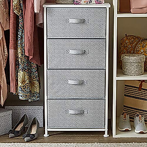 Amazon Basics Fabric 4-Drawer Storage Organizer Unit for Closet, White
