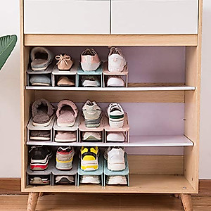 FARUTA 4pcs Shoe Slots Organizer Stackable Shoe Stacker Plastic Double Deck Shoe Rack Holder Boot Stand Dividers Space Saver for Closet Organization (Color : Blue)