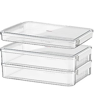 ZeJlo Plastic Storage Containers with Lids, Clear Storage Bins with Lids, 3 PCS Plastic File Box, Plastic Storage Box for Organizing A4 Paper, Photo, Document, Scrapbook, Small Toys, etc