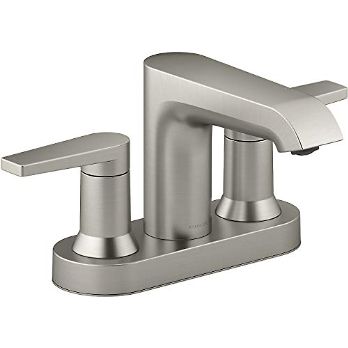 KOHLER 97094-4-BN Hint Centerset 4 inch Bathroom Faucet with Pop-Up Drain Assembly, 2-Handle Bathroom Sink Faucet, 1.2 gpm, Vibrant Brushed Nickel