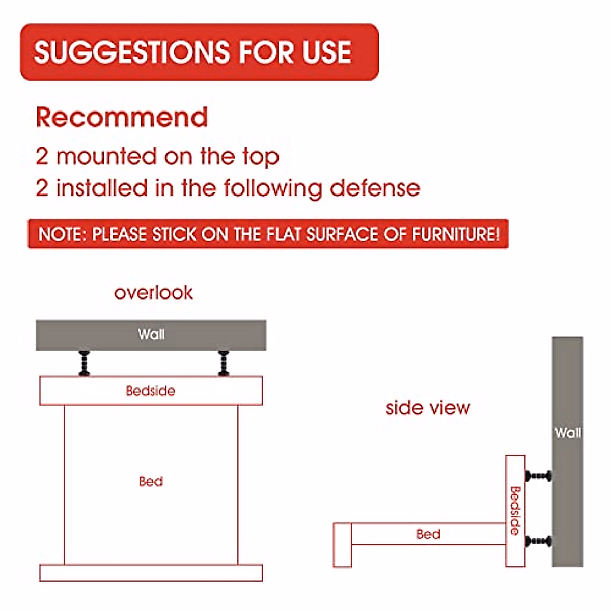 KARINA QURATZ 4pcs Bed Stoppers for Headboard Adjustable Threaded Bed Frame Anti-Shake Tool, Headboard Stoppers, Bedside Anti Shake Tool for Beds Cabinets Sofas(Black,46-120mm)