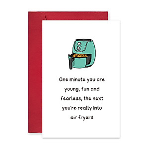 Funny Card for Her Birthday, Unique Air Fryer Bday Card for Woman Friend Sister, One Minute You Are Young, Fun