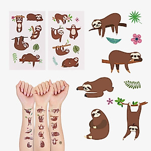 24 Sheets Sloth Temporary Tattoos, Birthday Decorations Sloth Party Favors