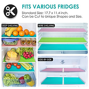 12 Pack Refrigerator Liners - EVA Fridge Liner Mats Washable, Refrigerator Mats Drawer Table Placements, Shelf Liners for Kitchen Cabinets(4 Blue+4 Green+4 Red)