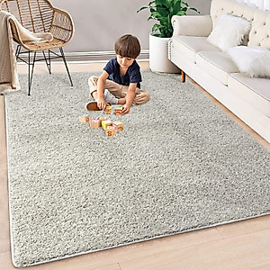 Fashionwu Grey Shag Rug 11 x 15 Shaggy Area Rug for Bedroom Soft Luxury High Pile Fluffy Rug Modern Fur Rug Non-Slip Cozy Furry Plush Rugs Carpet Accent Rug for Living Room Bedroom, Gray, 11 x 15 Feet