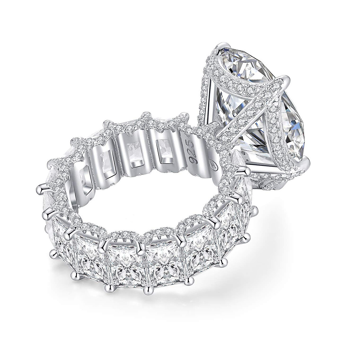 S925 sterling silver ring Pear-shaped CZ cubic zirconia or gold-plated sterling silver princess square cut ring, gift engagement wedding ring