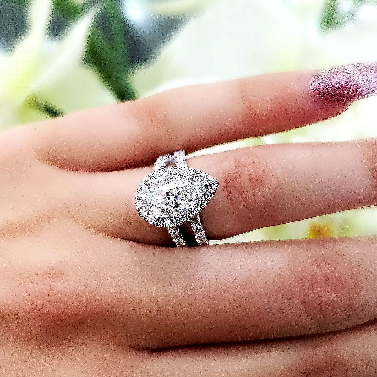 Blocaci Pear Shaped Engagement Rings for Women Platinum Plated Silver 1 Carat Center Moissanite Teardrop Women's Engagement Rings Wessing Anniversary Rings with Text Engraving（size 7