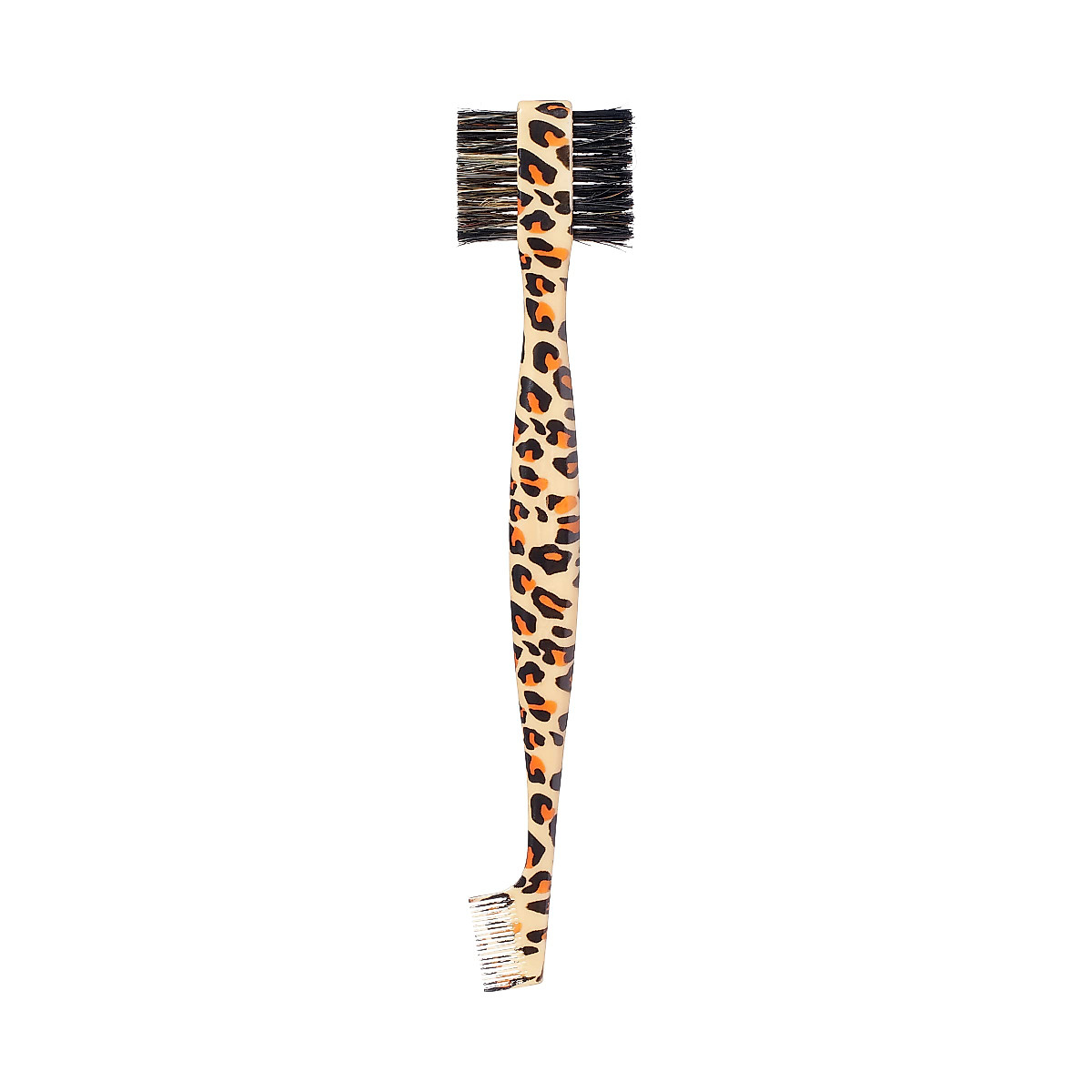 RED by Kiss Dual Edge Brush 3 in 1 Edge Brush Comb Soft and Hard Board Bristles (Leopard)