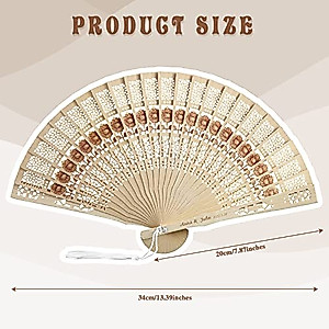 50 Pieces Folding Fans Sandalwood Fans Favors with Tassels and Present Bags Sunflower Pattern Wooden Folding Fan Openwork Hand Held Folding Fans for Wedding Favors Birthday Party Supplies