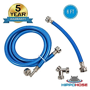 Steam Dryer Hose Install Kit (6 FT) - 3-Layer PVC Coated Stainless Steel - Burst Proof - Universal Fit to All Steam Dryer Brands - Includes 90 Degree Elbow, 1 Foot Inlet and Y Connector