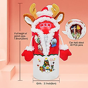 Pencil Case Kawaii Zipper Pencil Pouch Large Capacity Pencil Bag Cute Soft Fuzzy Standing Pencil Box for Girls Boys Pen Organizer (Red)