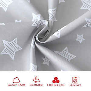 Moonsea Toddler Bed Sheets, 3 Piece Toddler Sheet Set, Soft Breathable Crib Bedding Set for Boys Includes a Flat Sheet, a Fitted Sheet, a Pillowcase, Grey Star