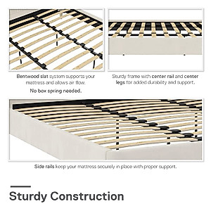 Novogratz Holly Upholstered Wingback Bed Frame, King, Ivory Velvet