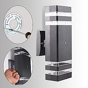 Dusk to Dawn Outdoor Wall Lights Fixture 2 Pack Up and Down Porch Lights Modern Exterior Light Fixtures IP65 3000K Warm White Aluminum Housing for Front Porch, Patio, Garage (Include GU10 Bulbs)