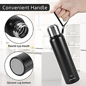 GENTSAM Metal Stainless Steel Insulated Water Bottle Double Walled Leak Proof Vacuum Flask Thermal Mug for Indoor Use (Black, 34oz/1000mL)