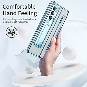 Ultra-Thin Flat Hinge Folding Electroplated Lens Film Mobile Phone Case with Pen Holder for Samsung Galaxy Zfold3/Zfold4 - HD Transparent Phone Case (Z Fold 3, Gold)