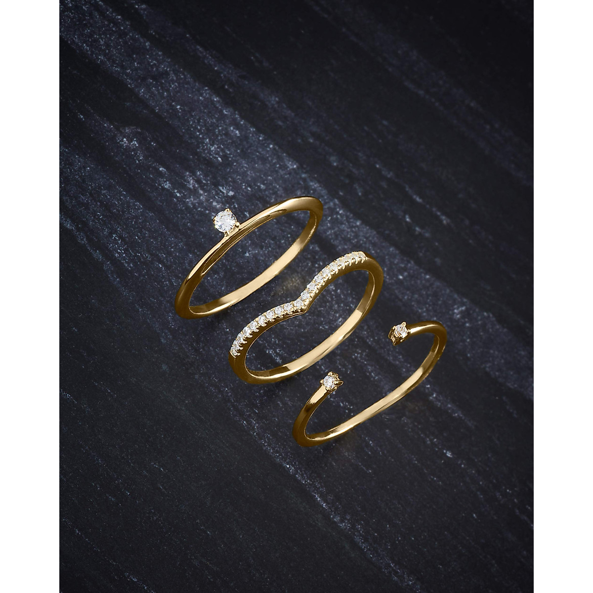 Milla Chevron Rings for Women - 14K Gold Plated Rings and 925 Sterling Silver - Wishbone 'V' Ring with Cubic Zirconia (14K Gold Plated over 925 Sterling Silver, Size 9)