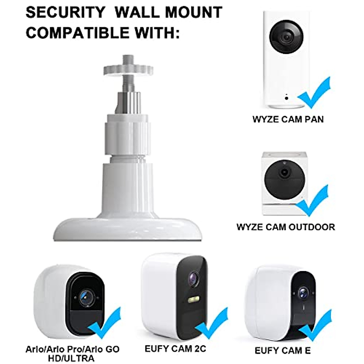 3 Pack Adhesive Wall Mount Compatible with Stick Up Cam/Indoor Cam/Battery Cam,Ceiling Mounting Kit for Plug-in HD Security Camera Mount 2 Ways Installation VHB Stick On or Screws