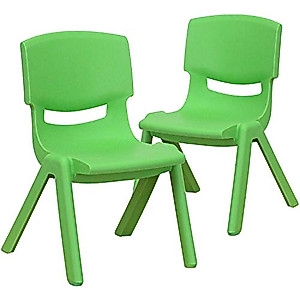 Flash Furniture Whitney 2 Pack Green Plastic Stackable School Chair with 10.5'' Seat Height