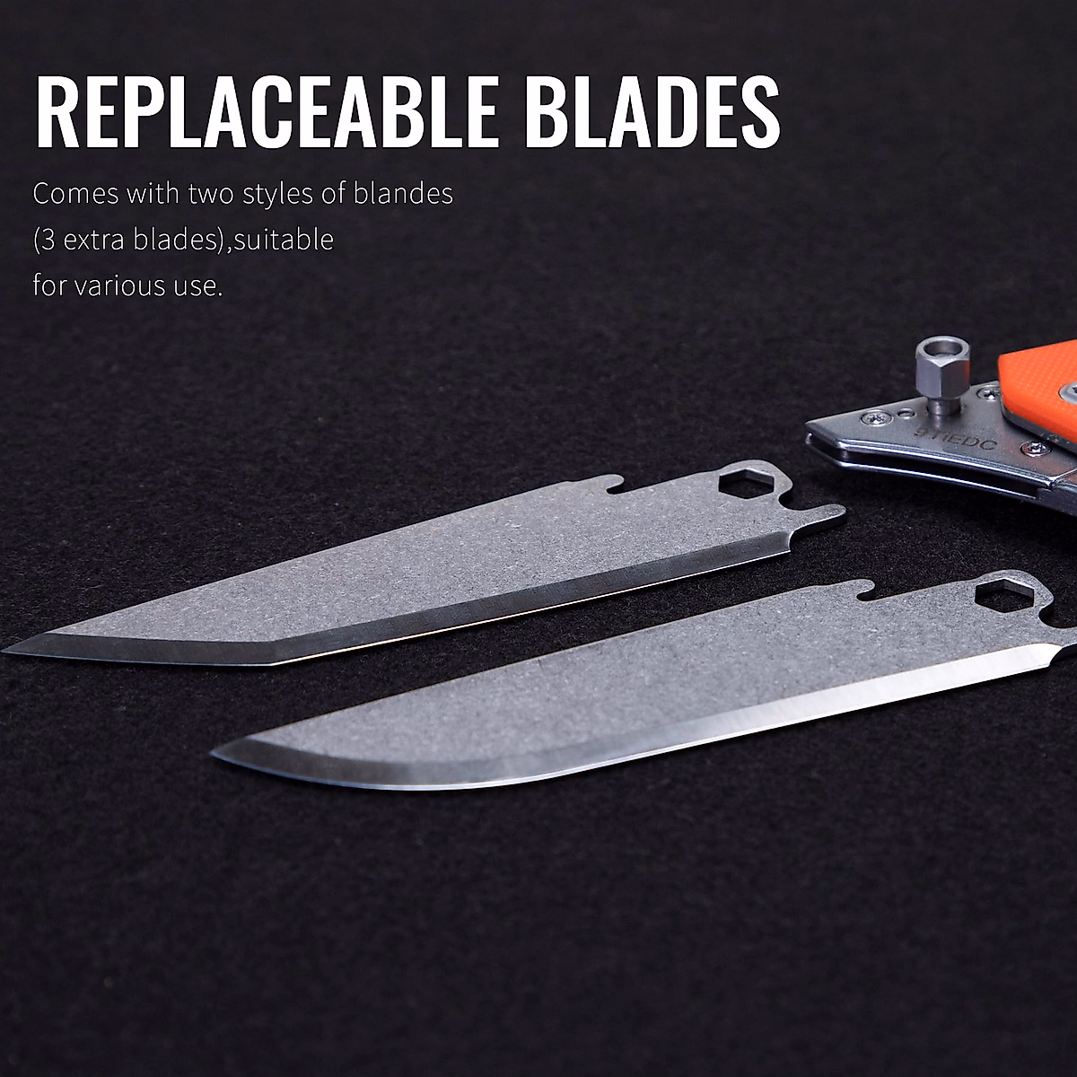 9TiEDC Folding Pocket Flipper Knife, 4pcs Replaceable Blades, 3.5" 440 Steel Blade G10 Handle EDC Knife with Pocket Clip for Men Women, Sharp Camping Survival Hiking, Outdoor or Indoor Carry Knives