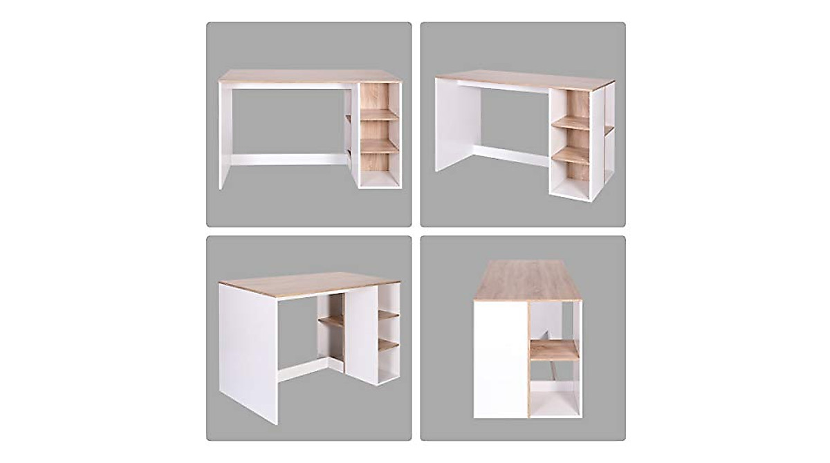 Computer Desk with Storage Shelves - Modern Oak Design
