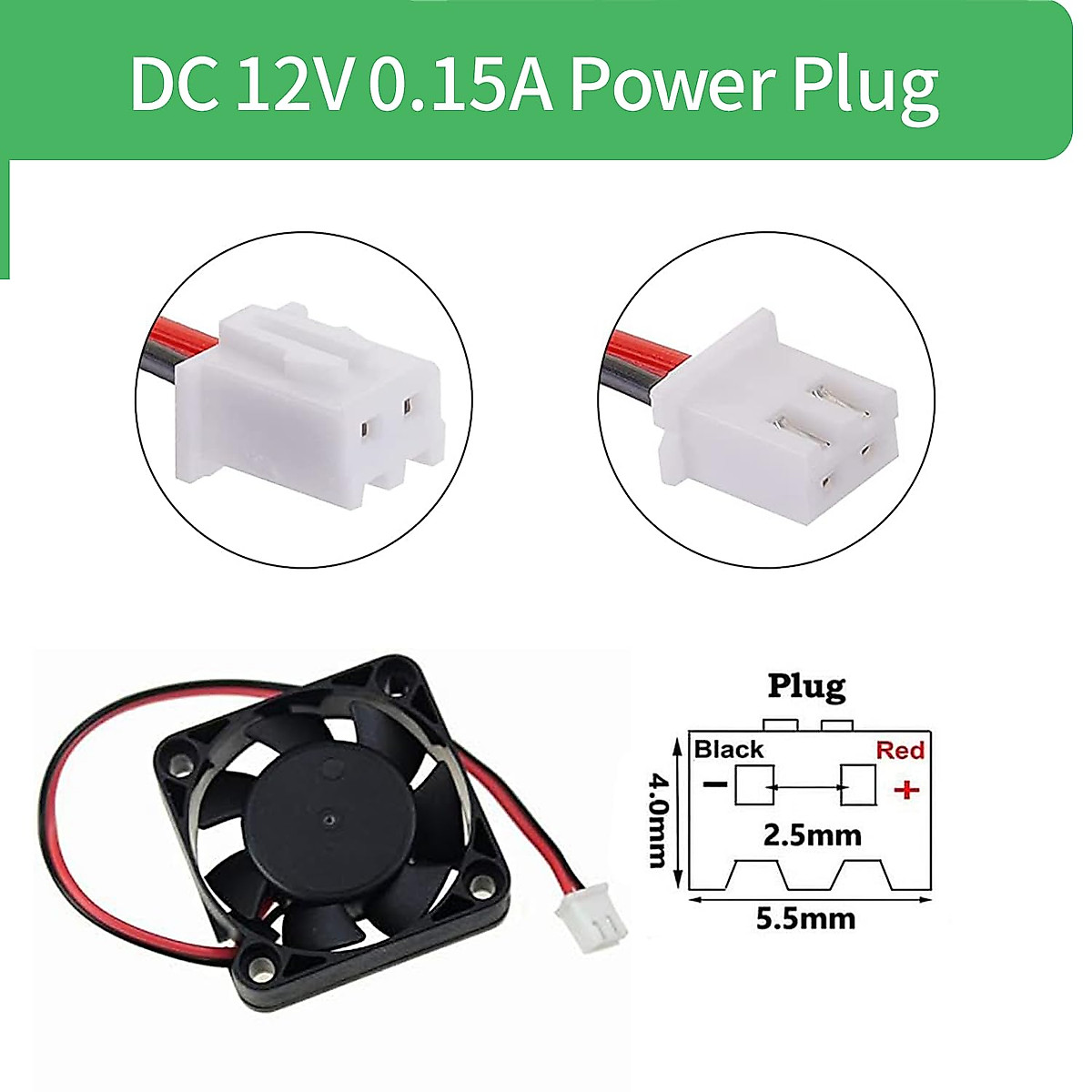 2packs 40mm x 40mm x 10mm 4010 12V 0.15A Ball Bearing Brushless DC Cooling Fan 2pin AB4010M12 UL TUV