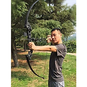 BZTANG 51" Bow and Arrow for Adults Archery Recurve Bow Takedown Straight Bow Hunting Longbow with Arrows Quiver Metal Riser Right Hand for Target Shooting Practice (40LBS, Black)