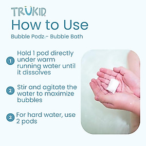 TruKid Bubble Podz Bubble Bath for Baby & Kids, Gentle Refreshing Bath Bomb for Sensitive Skin, pH Balance 7 for Eye Sensitivity, Natural Moisturizers and Ingredients, Lavender (24 Podz)