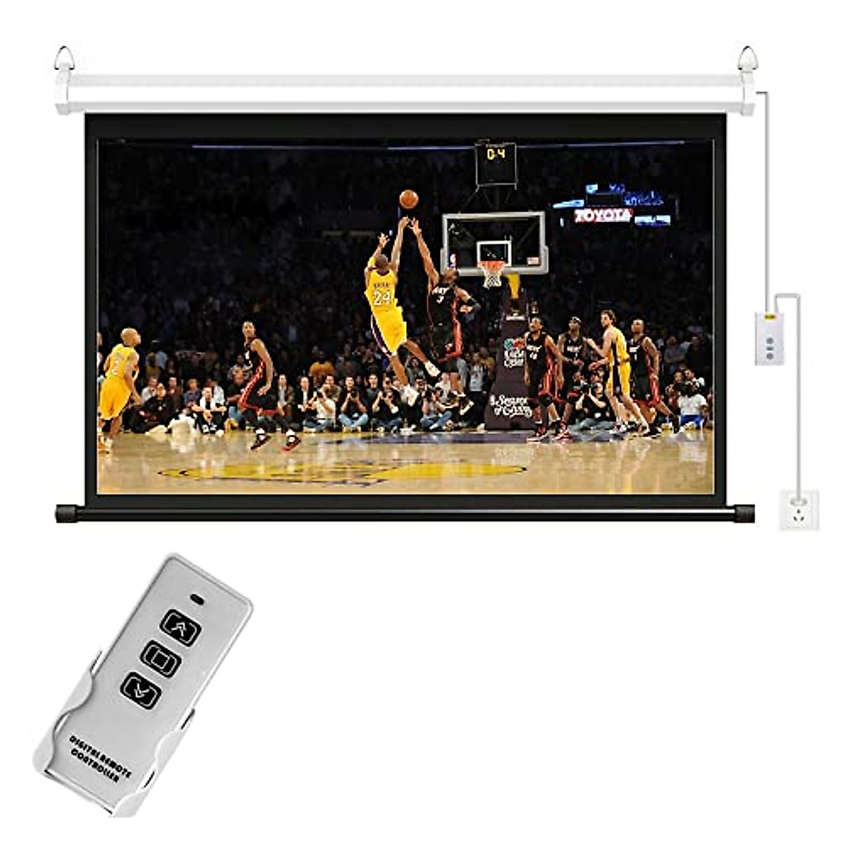 Home Theater 60 Inch Electric Projector Screen, 168° Portable Motorized Projection Screen, 4:3 16:9 3D 4K HD Movie Screens with Remote Control, Wall/Ceiling Mount (Size : Aspect Ratio 16:9)
