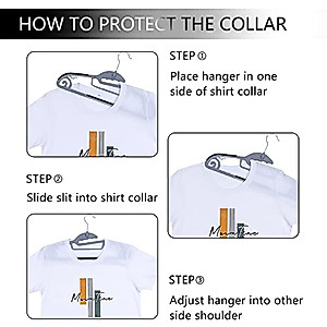 Bumodel 30 Pack Magic Extender Coat Hanger Ultra Thin Plastic Hangers with Non-Skid Rubber Padded Neck Protect Closet Space Saving Clothing Hangers for Jean, Skirt, Ties, Bras, Sweater, Suit (Black)