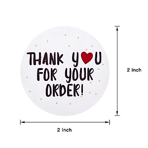 WRAPAHOLIC Thank You for Your Order Stickers - Heart Thanks for Shopping Small Shop Local Handmade - 2 x 2 Inch 500 Total Labels