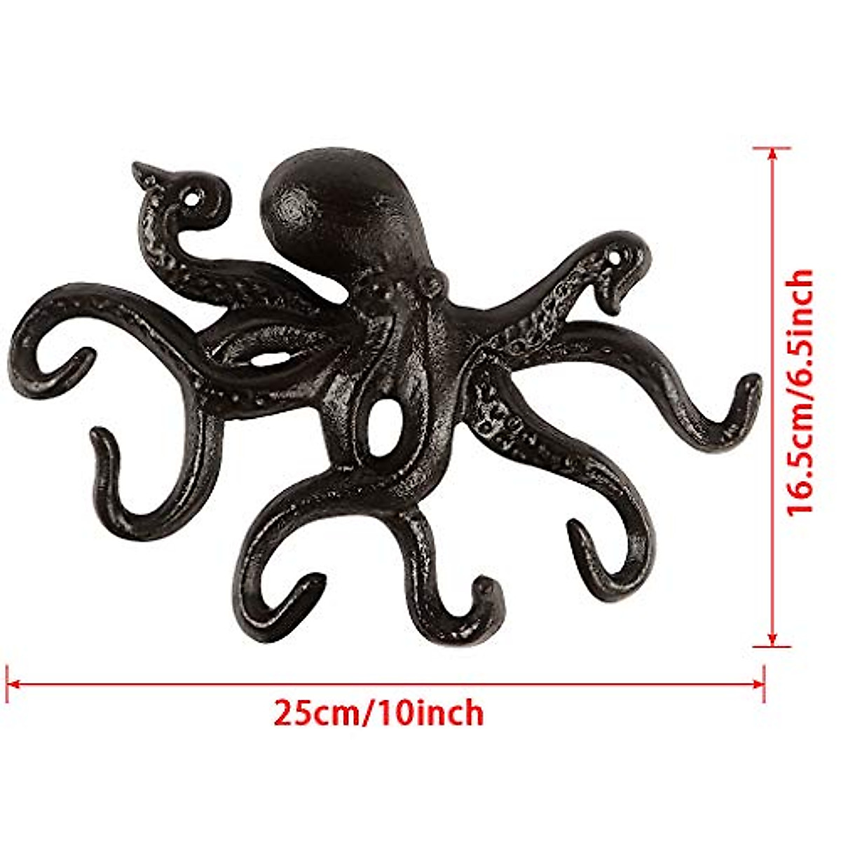 MDLUU Octopus Hook, Nautical Wall Hook, Antique Key Holder Hook, Cast Iron Hook for Coat, Hand Towel, Bathrobe, Jacket
