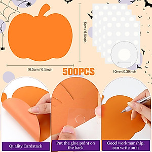 500 Pcs Pumpkin Shape Paper Cutouts Fall Classroom Bulletin Board Cutouts 5.9'' Pumpkin Die Cuts with Glue Points for Kids Classroom School Fall Halloween Thanksgiving Decor