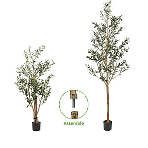 Realead Artificial Olive Tree 7ft, Tall Faux Olive Tree Plant, Fake Potted Olive Silk Tree with Branches and Fruits, Artificial Trees for Modern Home Office Living Room Floor Decor Indoor