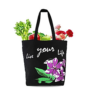 MEL JUN Canvas Tote Bag, Large Beach Tote Women Travel Bags Reusable Grocery Bag Shoulder Gym Totes Weekend Church Bags Purple