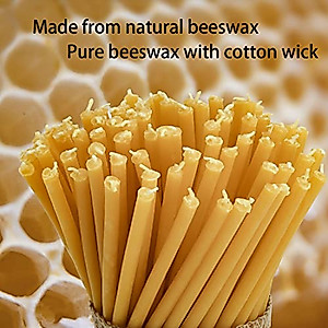 DEYBBY Beeswax Birthday Candles – 100 Count Beeswax Candles - Dripless and Smokeless Eco Beeswax Taper Candles for Home, Dinner, Cake, Prayer, Church, Hanukkah, Christmas…