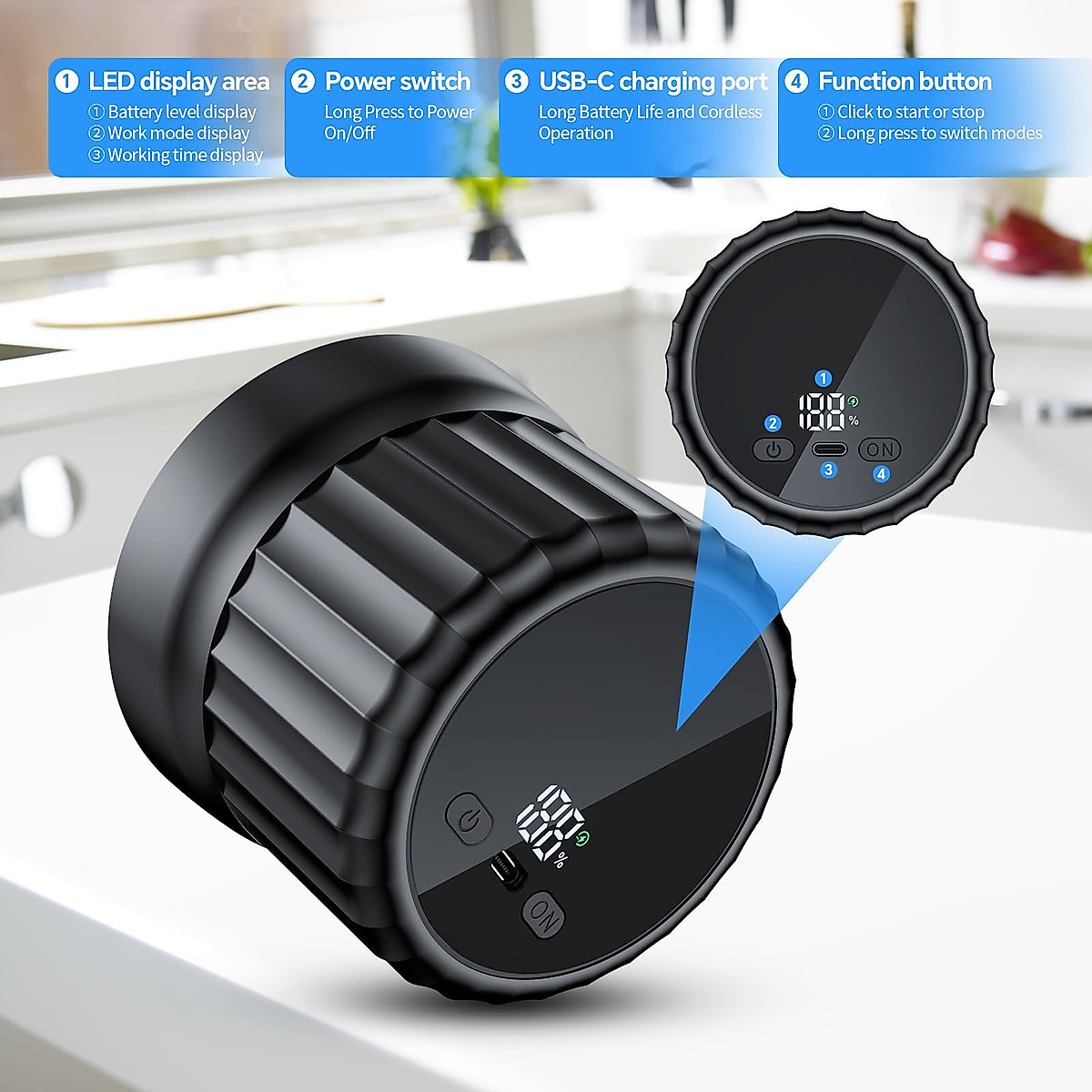 SHGMEET Electric Mason Jar Vacuum Sealer Kit for Wide Mouth and Regular Mouth Mason Jars, Vacuum Bags, Cordless Canning Vacuum Sealer for Food Storage Strong Suction, Black