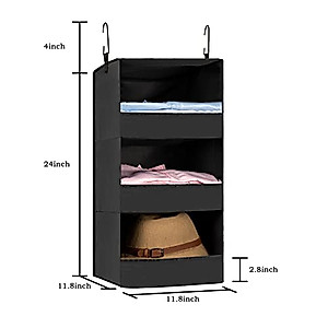 DonYeco 3-Shelf Hanging Closet Organizers and Storage, Collapsible Closet Storage Organizer, for RV Wardrobe Camp, Hanging Organizer for Shoes Toys Baby Clothes