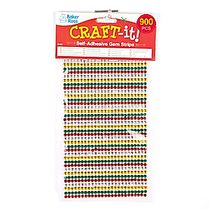 Baker Ross EF980 Festive Self Adhesive Gems - Pack of 900, Assorted Jewel Sticker Craft Embellishments for Kids Arts and Crafts Decorating