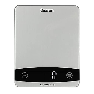 Searon Food Kitchen Scale Digital - Ounces and Grams Ml Lb,10Kg/22Lb Capacity for Weight Loss, Baking, Cooking, Keto and Meal Prep, Tempered Glass Panel - 7.9 X 6.3 X 0.6 Inches