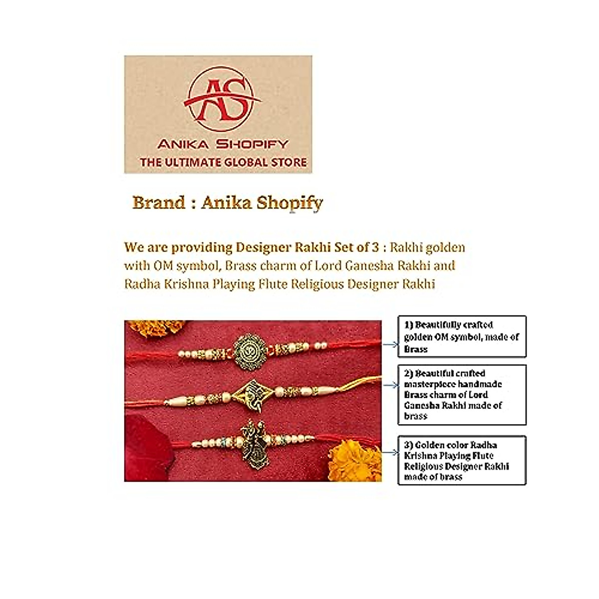 Rakhi for Brother,Stylish Bracelet God Idol RAKHI with BEST Design - Thread Raksha bandhan Rakhi Gift, Wrist bands for loving/Brother Sister, Father & Friends. (Rakhi Design 1, Small)